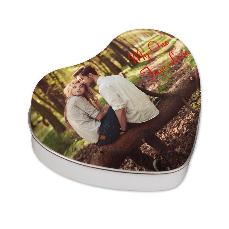 Boîte coeur personnalisée en métal | Photo sur boite coeur