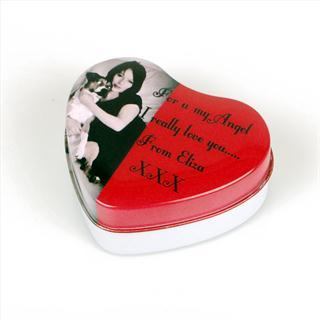 Boîte coeur personnalisée en métal | Photo sur boite coeur